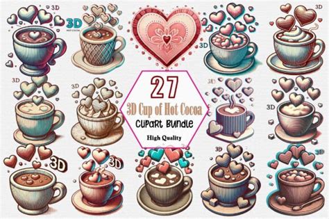 3d Cup Of Hot Cocoa Clipart Bundle Graphic By Sublimation Design · Creative Fabrica