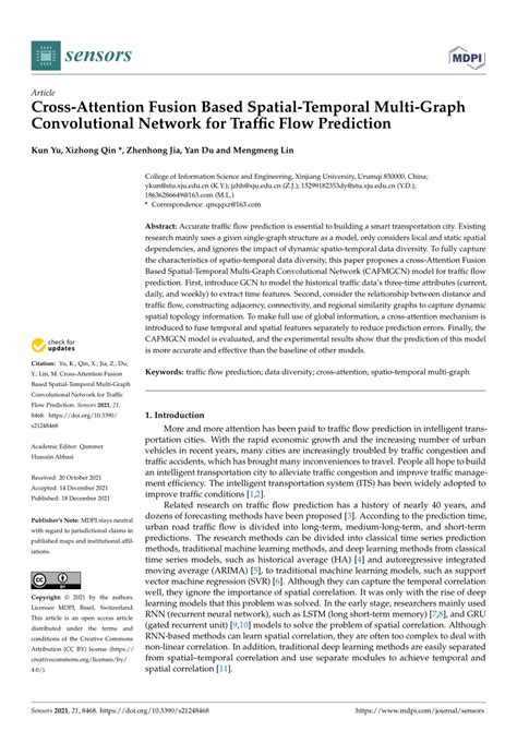 Pdf Cross Attention Fusion Based Spatial Temporal Multi Graph Convolutional Network For