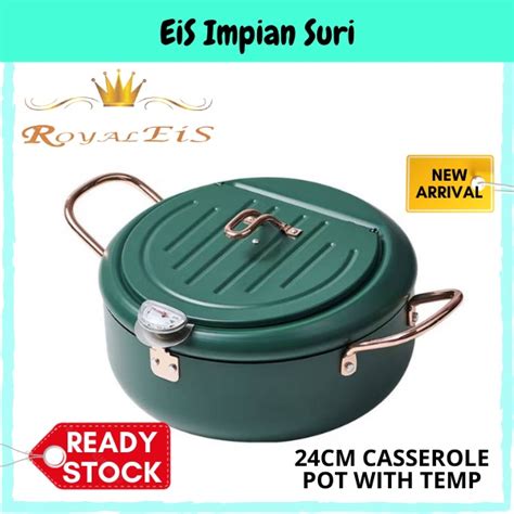 Ready Stockroyal Eis 24cm Deep Frying Pot With Thermometer 304