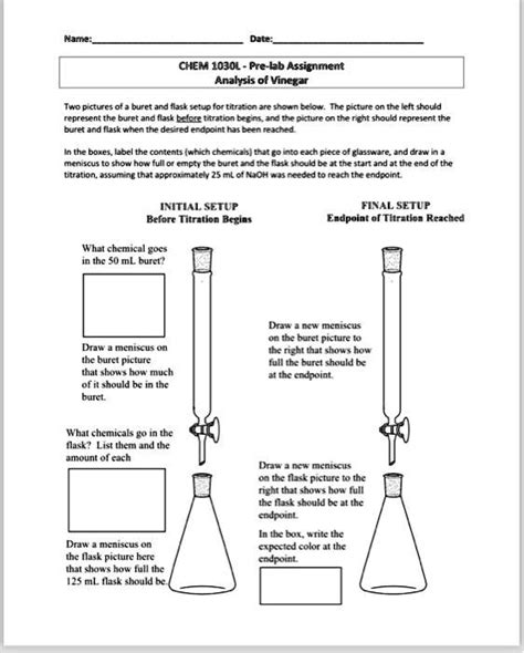 name date chem 1030l pre lab assignment analysis of vinegar two pictures of a buret and