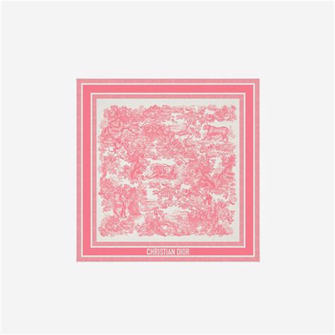 W 디올 리비에라 트왈 드 주이 소바쥬 90 스퀘어 스카프 실크 트윌 화이트 캔디 핑크 Dior Kream
