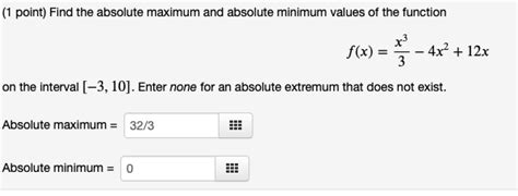 solved 1 point find the absolute maximum and absolute
