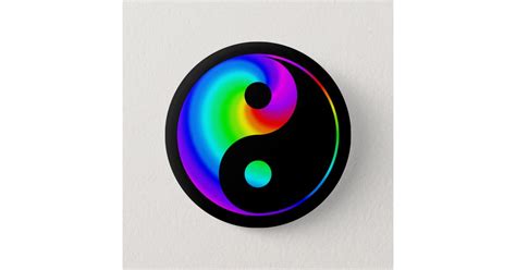 Rainbow Spiral Yin Yang Symbol Button Zazzle