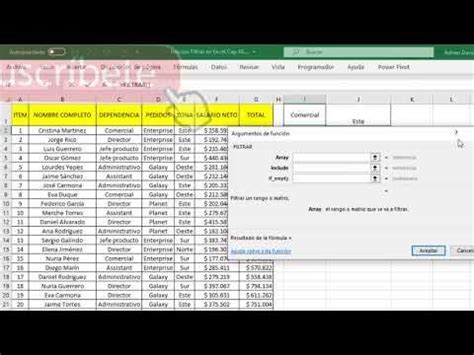 La función FILTRAR en Excel