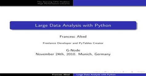 Pdf Large Data Analysis With Python Pytables · Francesc Alted Large