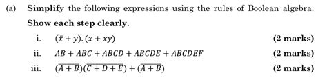 Solved A ﻿simplify The Following Expressions Using The