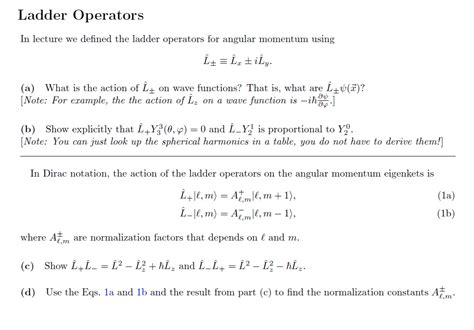 Solved Ladder Operators In Lecture We Defined The Ladder