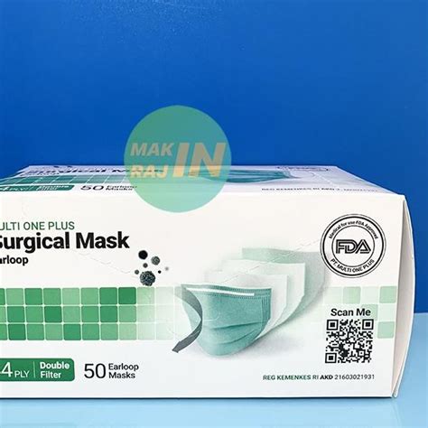 Jual FREE ONGKIR 4 Ply Multi One Plus SURGICAL Mask Isi 50 Pcs Masker EARLOOP HIJAB
