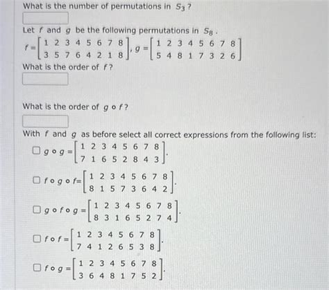 Solved What Is The Number Of Permutations In S3 Let F And Chegg Com