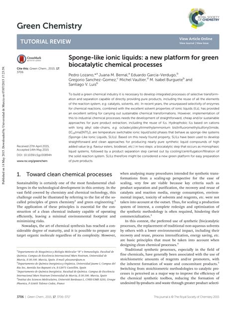 Pdf Cheminform Abstract Sponge Like Ionic Liquids A New Platform