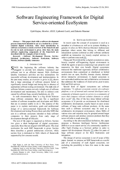 Pdf Framework For Service Oriented Software Ecosystem