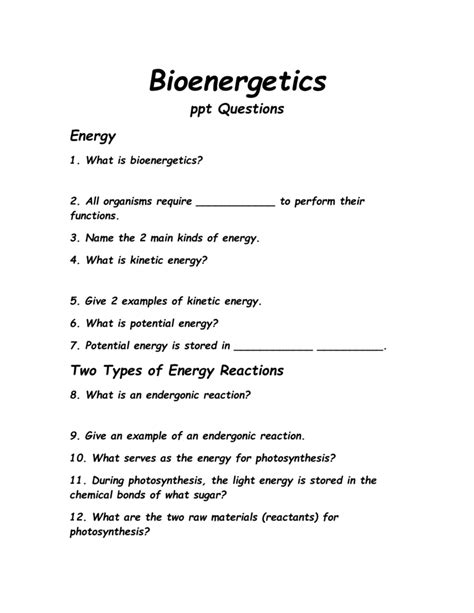 Bioenergetics