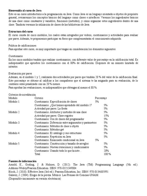 Bienvenida Al Curso De Java Pdf Objeto Informática Lenguaje De Programación