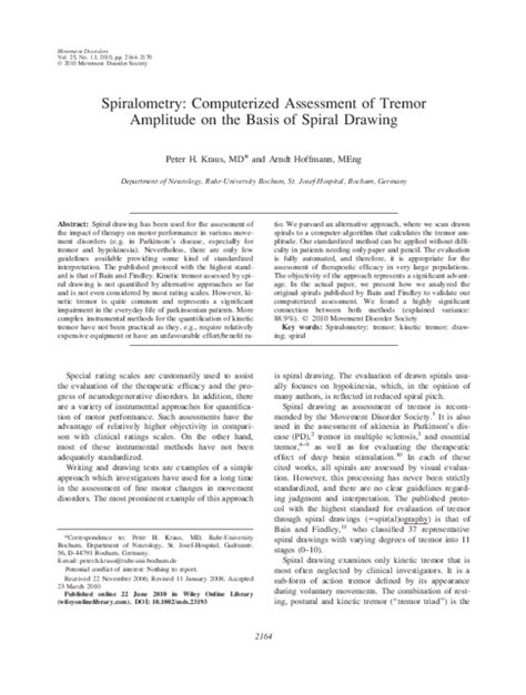 Pdf Spiralometry Computerized Assessment Of Tremor Amplitude On The