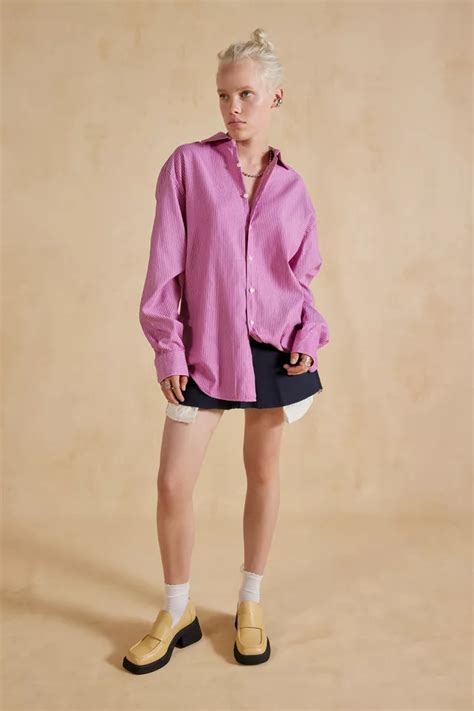 Urban Renewal Remade Overdyed Stripe Shirt Urban Outfitters