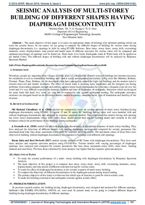Pdf Seismic Analysis Of Multi Storey Building Of Different Shapes