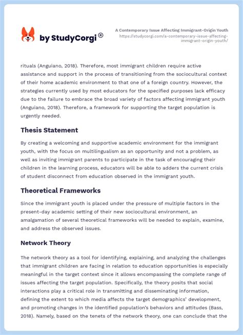 A Contemporary Issue Affecting Immigrant Origin Youth Free Essay Example