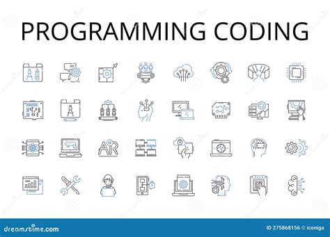 Programming Coding Line Icons Collection Writing Composition Speaking