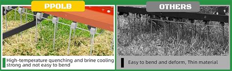 Ppolb 48 Inch Orange Tow Behind Dethatcher With 24 Spring Steel Tines Pull