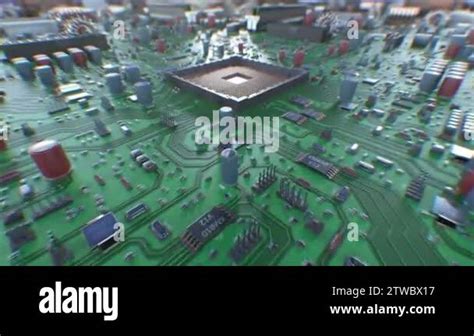 processor installation process on the motherboard with dof blur beautiful 3d animation of