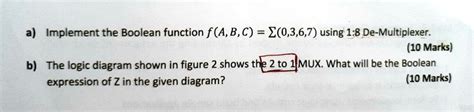 Solved A Implement The Boolean Function Fa B C Î£0 3 6 7