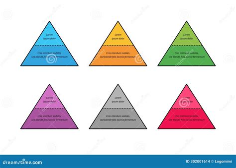 Colorful Pyramid Diagram Set Triangle Hierarchy Template Stock Vector
