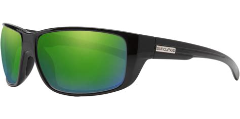 Suncloud Milestone Polarized Black Wrap Sunglasses W Mirror Lens