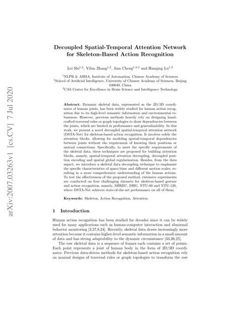 Pdf Decoupled Spatial Temporal Attention Network For Skeleton Based Action Recognition