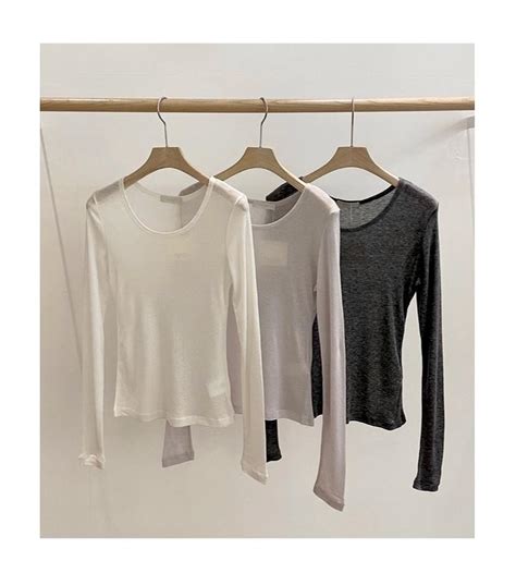 비엔느 [무배] Riette 리에뜨 베이스 긴팔 유넥 시스루 이너 티셔츠 3colors