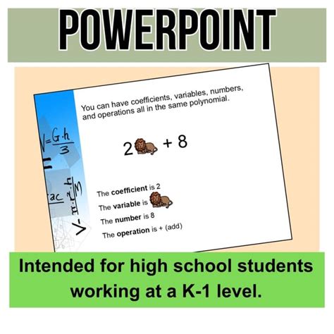 Identifying Terms And Coefficients Polynomials Functional Math Special Education