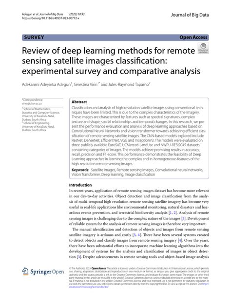 Review Of Deep Learning Methods For Remote Sensing Satellite Images Classification Experimental