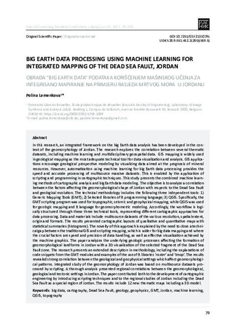 Pdf Big Earth Data Processing Using Machine Learning For Integrated