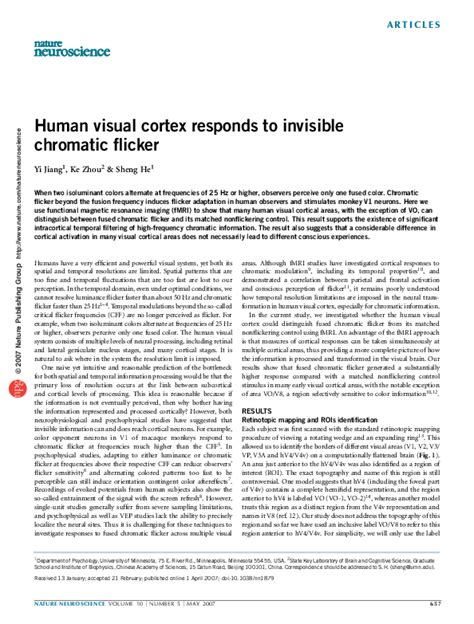 Pdf Human Visual Cortex Responds To Invisible Chromatic Flicker
