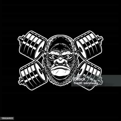 교차 체육관 바벨고 엠블럼 사인 포스터 티셔츠디자인 요소 벡터 일러스트레이션 건강한 생활방식에 대한 스톡 벡터 아트 및 기타 이미지 건강한 생활방식 경쟁 고릴라