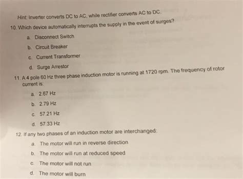 Solved Hint Inverter Converts DC To AC While Rectifier Chegg Com