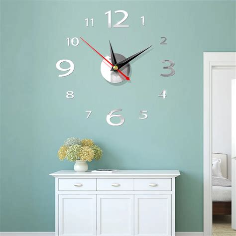 США 3d Diy настенные часы для дома Современное украшение хрустальное зеркало виниловая