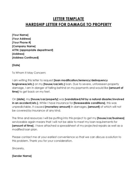 Sample Hardship Letters Financial Mortgage Loan