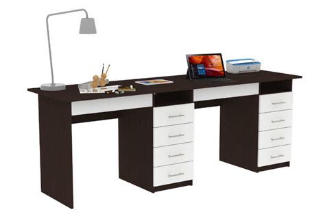 Большой письменный стол Тандем-7Я для двоих, с двумя тумбами и ...