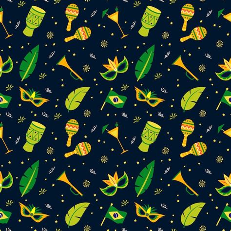 브라질 카니발 플랫 디자인 패턴 컨셉 무료 벡터