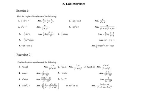 Solved Lab Exercises Exercise Find The Laplace Chegg Com
