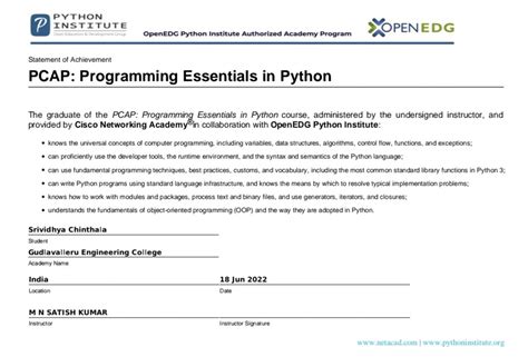 Srividhya Chinthala On Linkedin Python Edg Cisconetworkingacademy