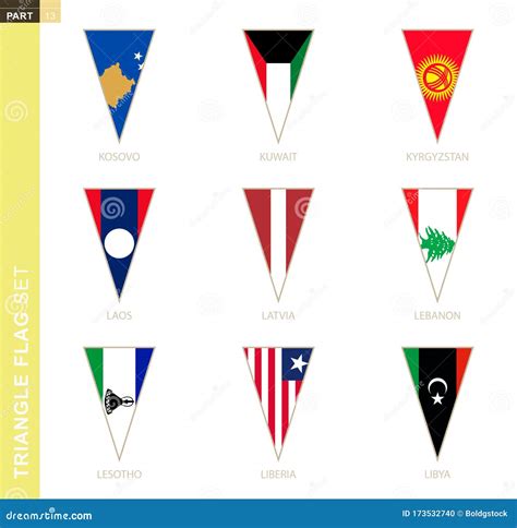 Triangle Flag Set Stylized Country Flags Stock Vector Illustration