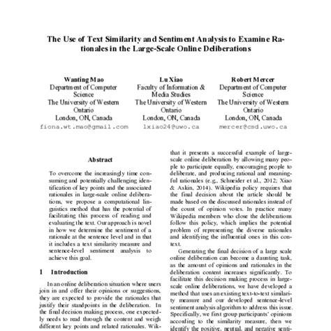 The Use Of Text Similarity And Sentiment Analysis To Examine Rationales