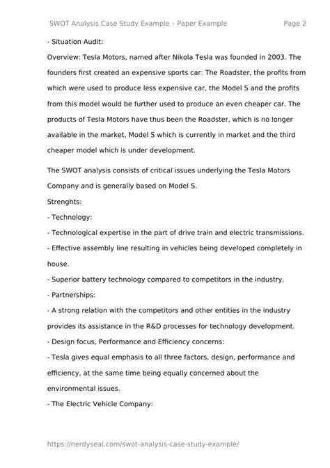 Swot Analysis Case Study Example 1060 Words Nerdyseal