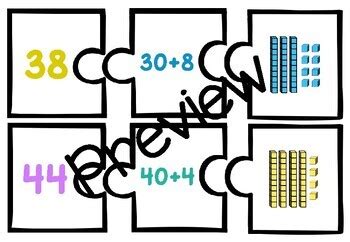 Ten Base Blocks Mab Blocks 2 Digit Puzzles Place Value Notation