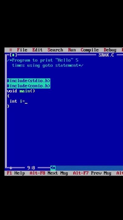c program to print hello 5 times using goto statement youtube