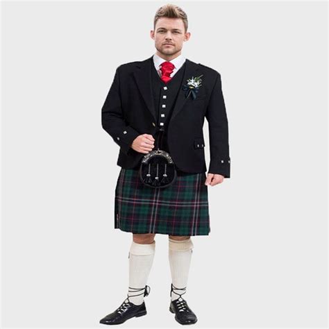 Black Argyll Jacket And Kilt Outfit Package For Men
