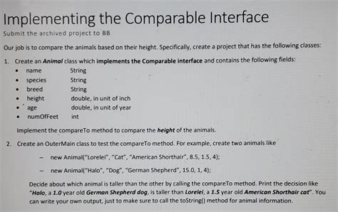 solved implementing the comparable interface submit the