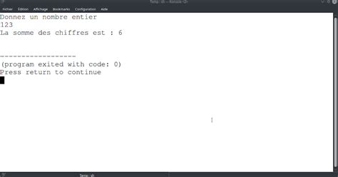 codes simples la somme des chiffres d un nombre entier