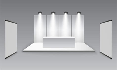 3d 전시 부스 흰색 빈 프로모션 벡터 흰색 빈 기하학적 사각형입니다 프리젠 테이션 이벤트 룸 디스플레이 빈 상자 템플릿 인공적인에 대한 스톡 벡터 아트 및 기타 이미지